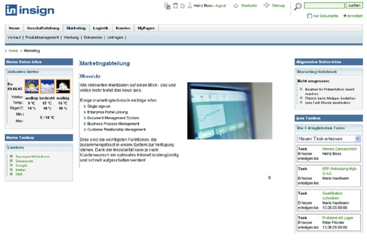 Die ipos Intranet Portal Solution strukturiert Inhalte und ...